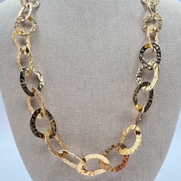 Vintage | Jewelry | Vintage Hammered Large Link Chain Necklace Retro 8s ...